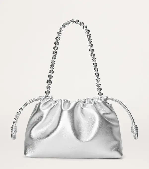 Loewe Medium Metallic Leather Flamenco Purse - Silver