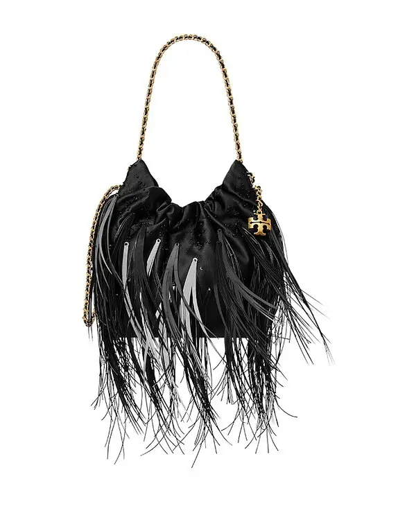 Tory Burch Fleming Feather Mini Hobo Bag - Black