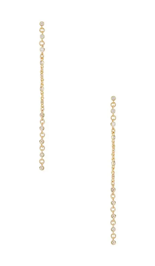 Ettika Dainty Linear Crystal Earrings - Gold