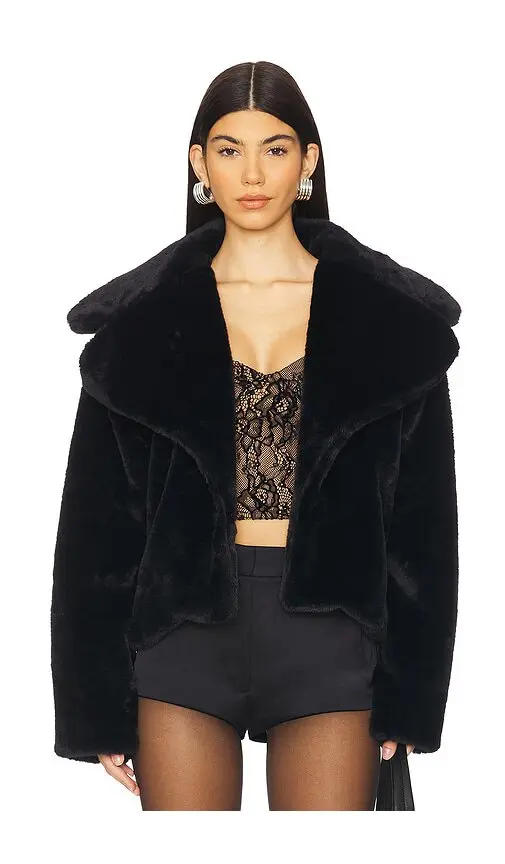 Superdown Willow Faux Fur Coat - Black