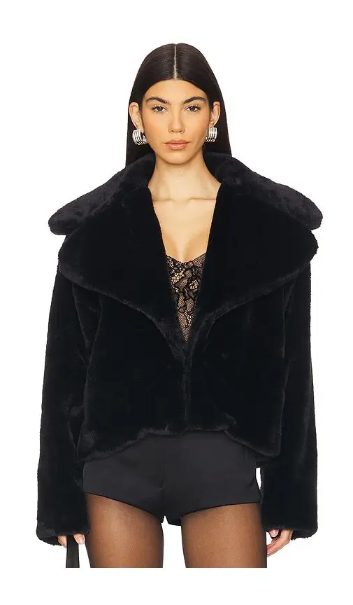 Superdown Willow Faux Fur Coat - Black