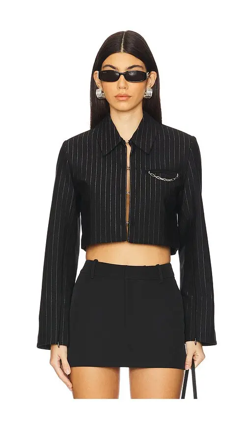 GANNI Compact Stripe Jersey Short Blazer