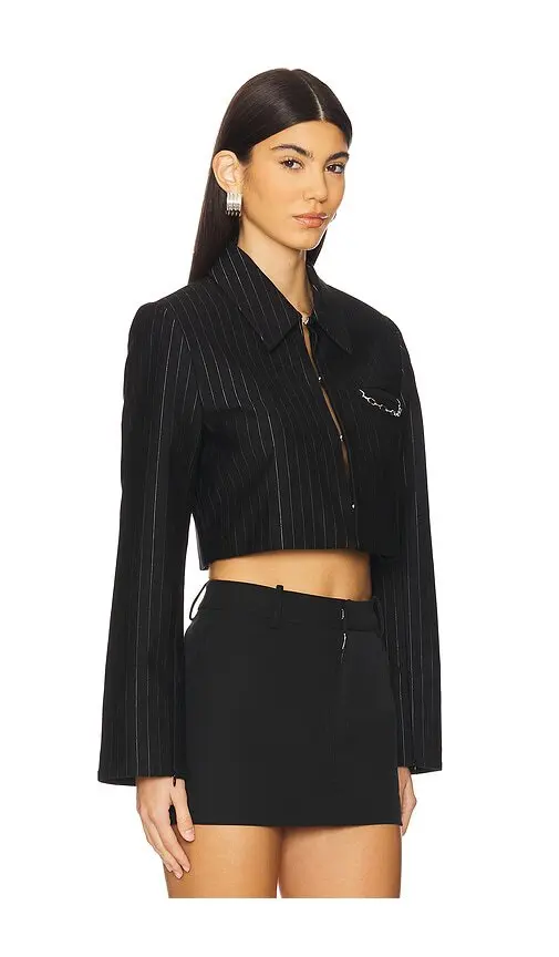 GANNI Compact Stripe Jersey Short Blazer