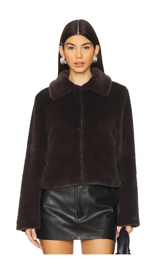 Superdown Faux Fur Jacket With Hook And Eye Closure