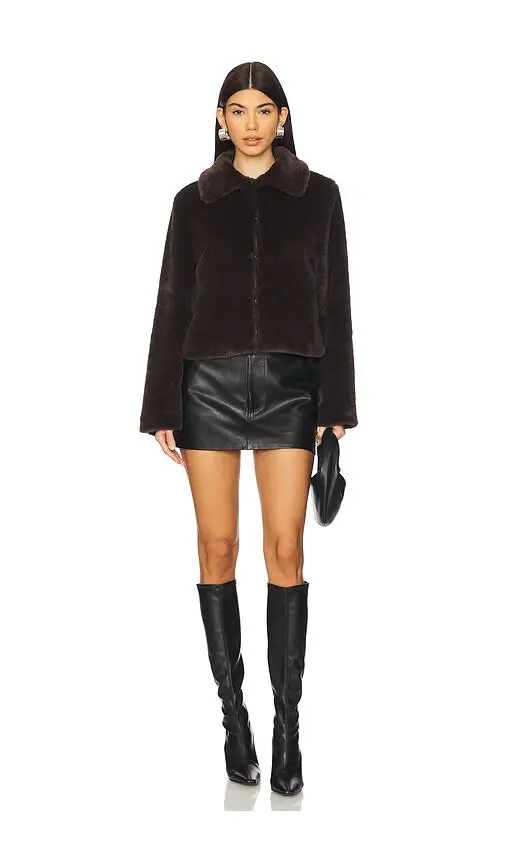 Superdown Faux Fur Jacket With Hook And Eye Closure