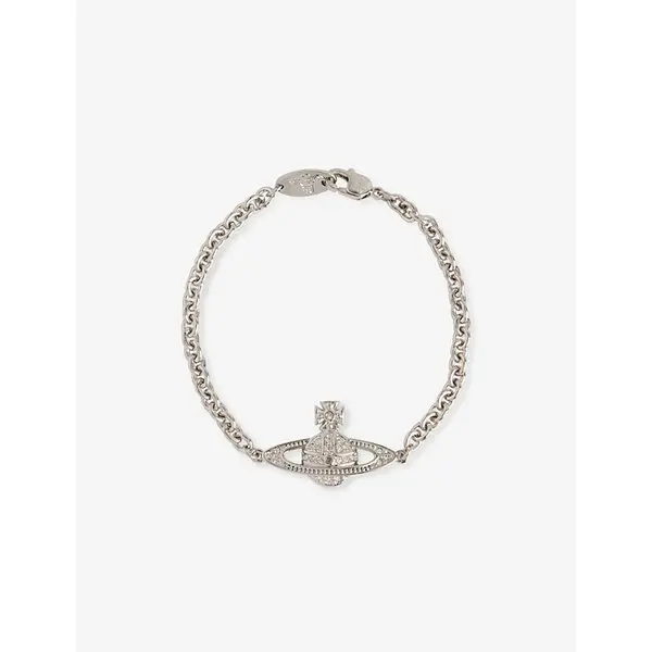 VIVIENNE WESTWOOD Mini Bas Relief Chain Bracelet - Platinum / Crystal