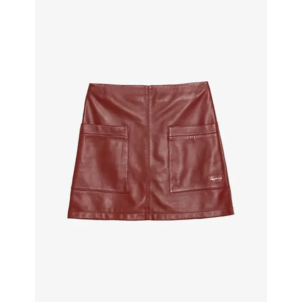 Zadig&Voltaire Jamie Leather Mini Skirt - Cherry