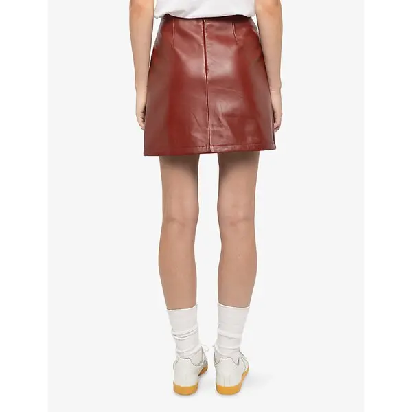 Zadig&Voltaire Jamie Leather Mini Skirt - Cherry