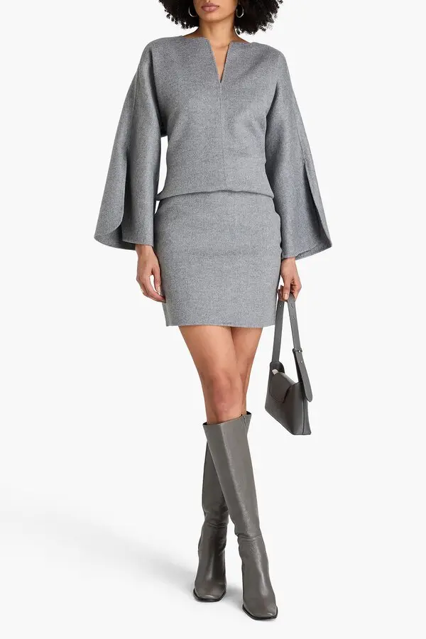 BY MALENE BIRGER Chambray Brushed Wool Mini Skirt