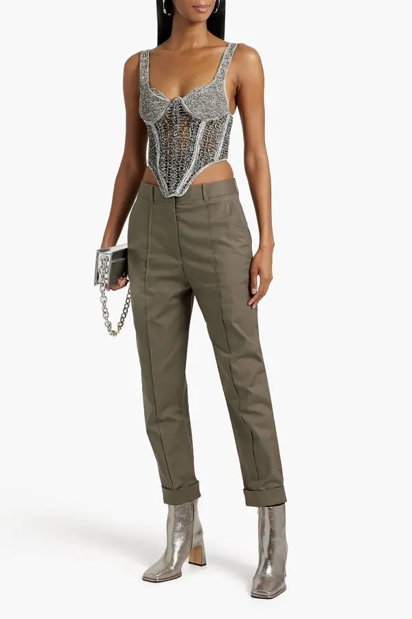 3.1 Phillip Lim Cropped Tapered Cotton-blend Pants - Army Green