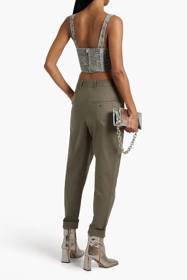 3.1 Phillip Lim Cropped Tapered Cotton-blend Pants - Army Green