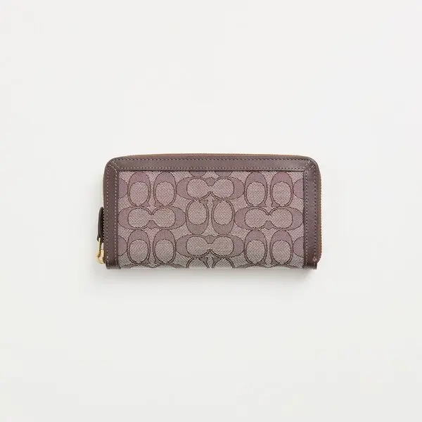 COACH® Restored Accordion Zip Wallet In Signature Jacquard - Brass/oak Maple