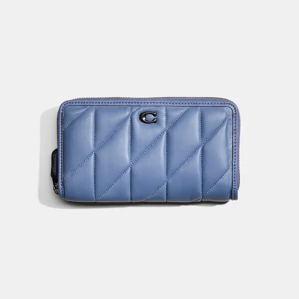 COACH® Restored Accordion Zip Wallet - Pewter/washed Chambray