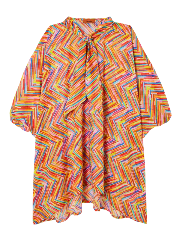 Missoni Mare Pussy-bow Printed Cotton And Silk-blend Voile Kaftan - Multi
