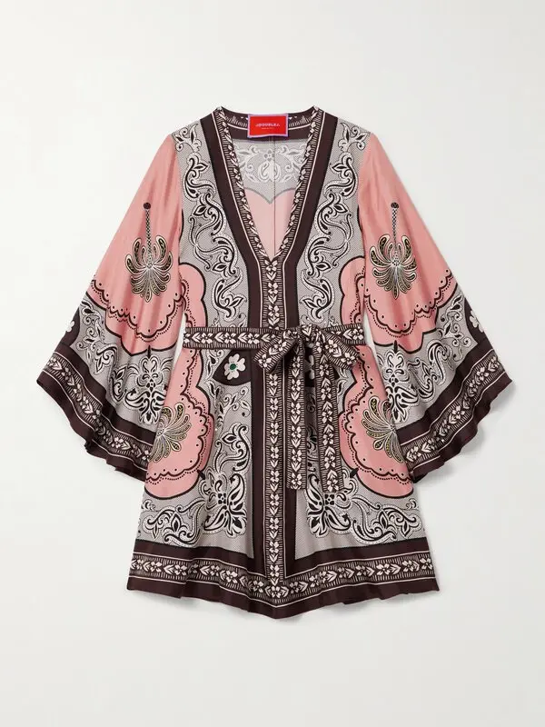 La DoubleJ Magnifico Printed Silk-twill Mini Dress