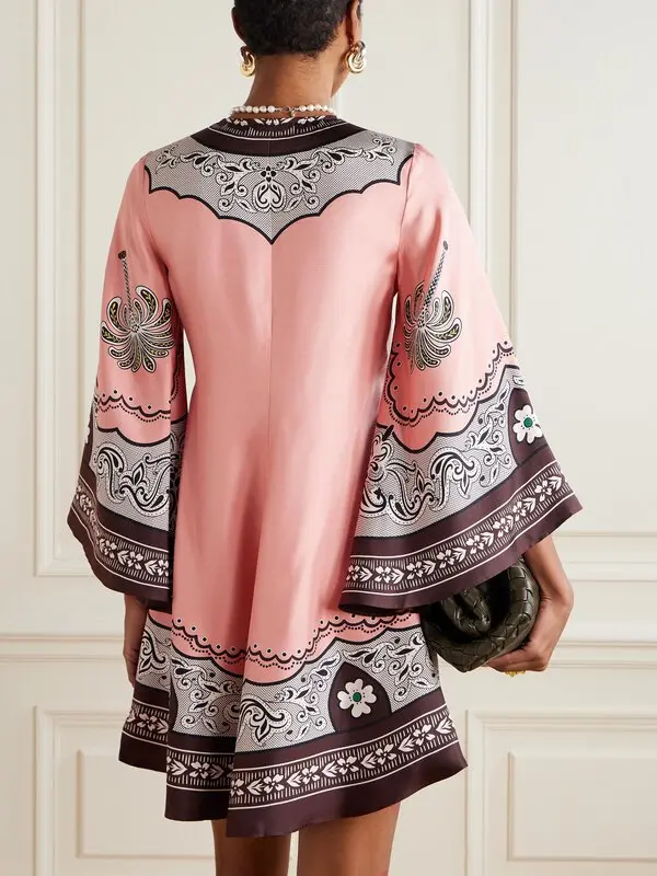La DoubleJ Magnifico Printed Silk-twill Mini Dress