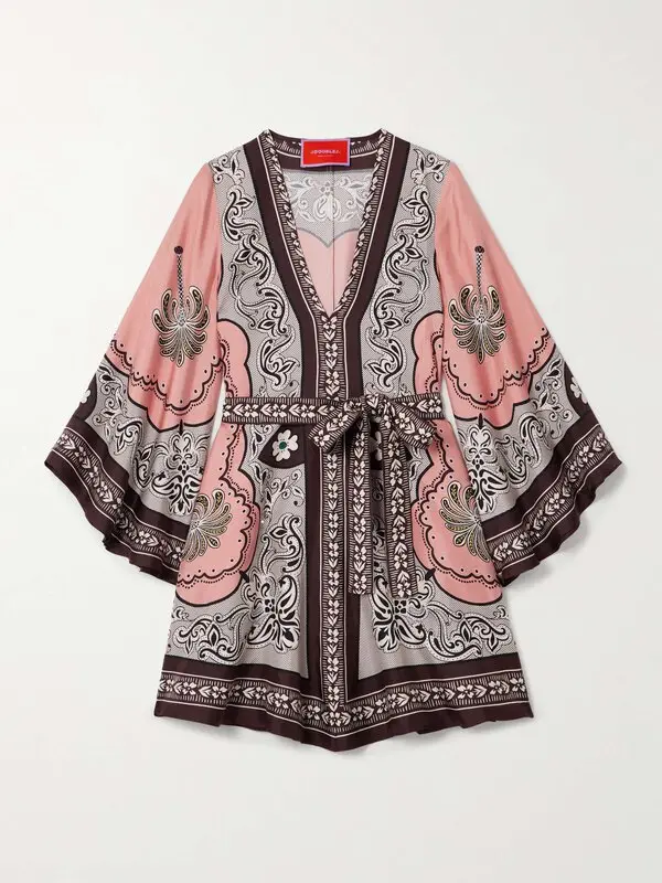 La DoubleJ Magnifico Printed Silk-twill Mini Dress