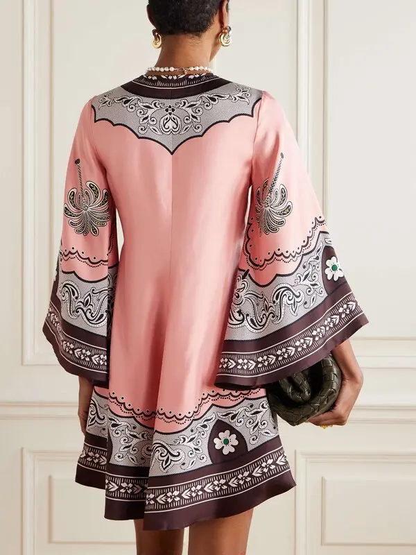 La DoubleJ Magnifico Printed Silk-twill Mini Dress