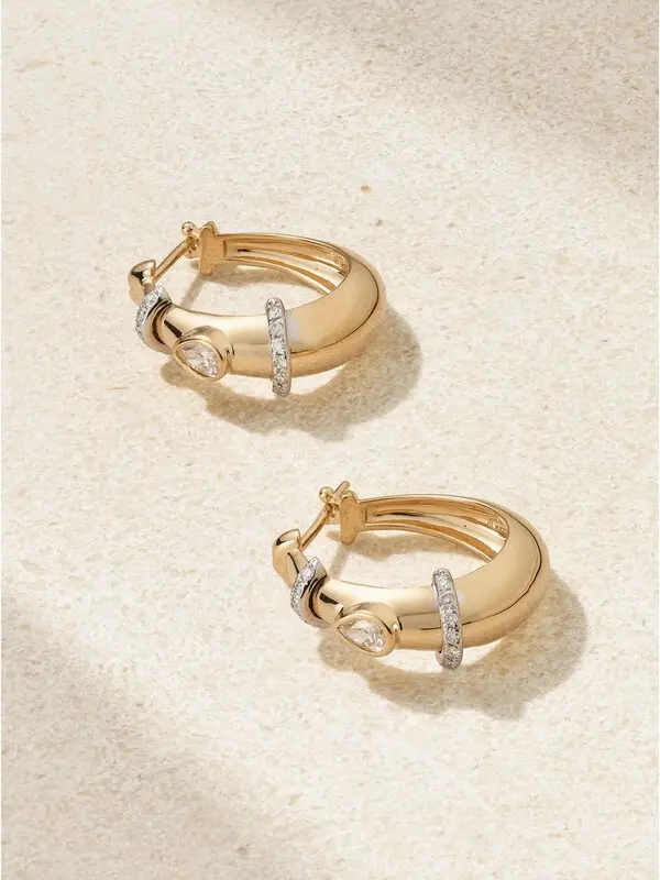 L’ATELIER NAWBAR Buoy Diamond Hoop Earrings - Gold