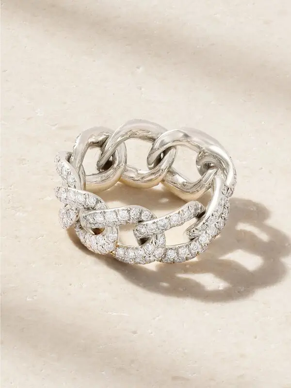 Shay Essential Link 18-karat White Gold Diamond Ring - Silver