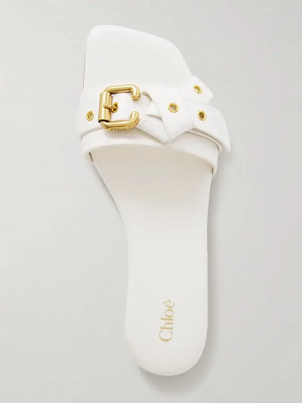 Chloé Mae Buckle-embellished Leather Slides