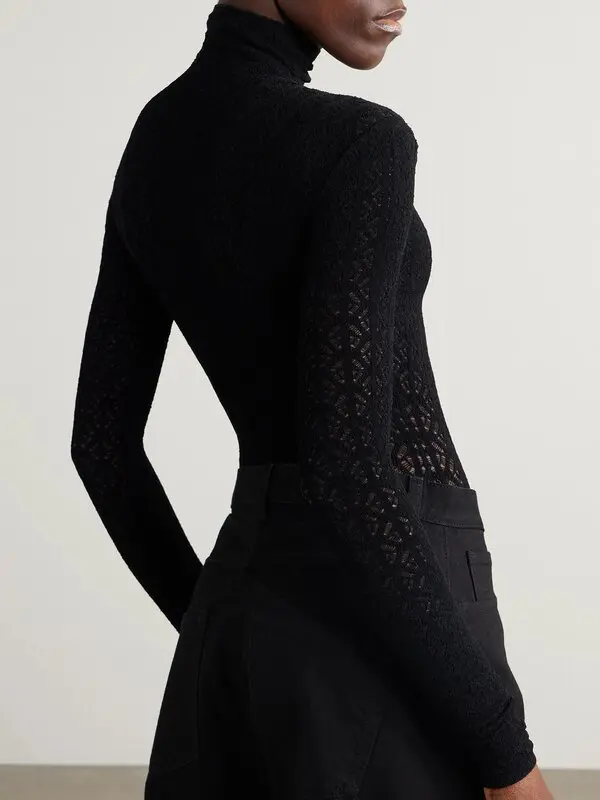 Alaïa Open-knit Turtleneck Bodysuit