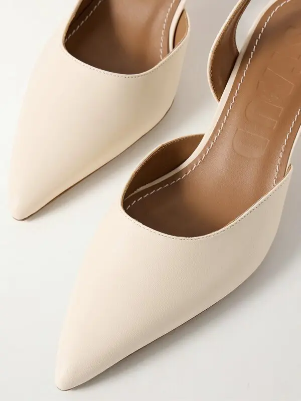 Staud Sebastian Leather Slingback Pumps - Ivory