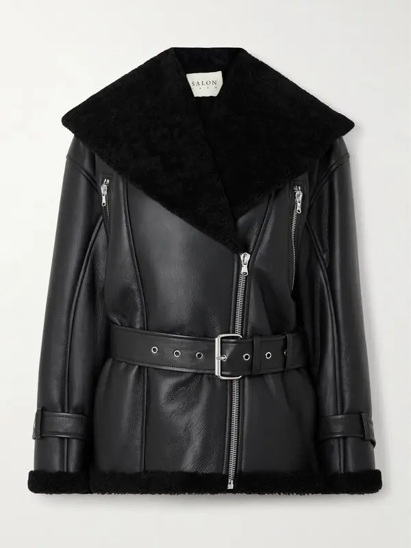 SALON 1884 Marcelle Belted Shearling Jacket