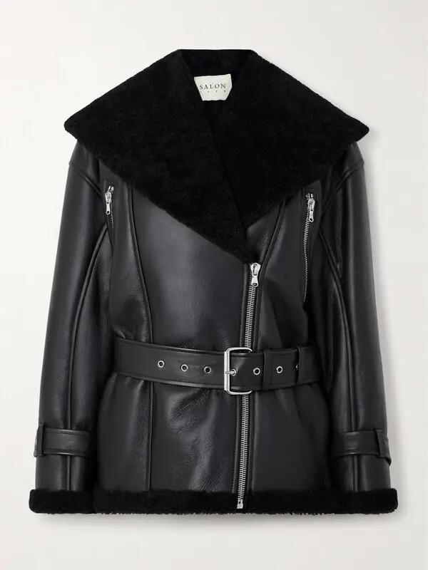 SALON 1884 Marcelle Belted Shearling Jacket