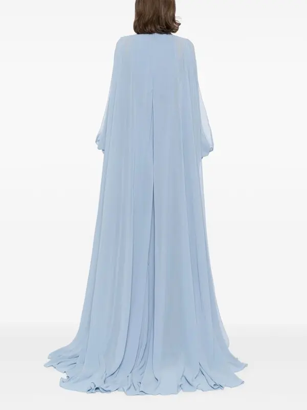 silk crepe georgette dress Crepe and Georgette Dress with Detachable Sleeves White / FR 48