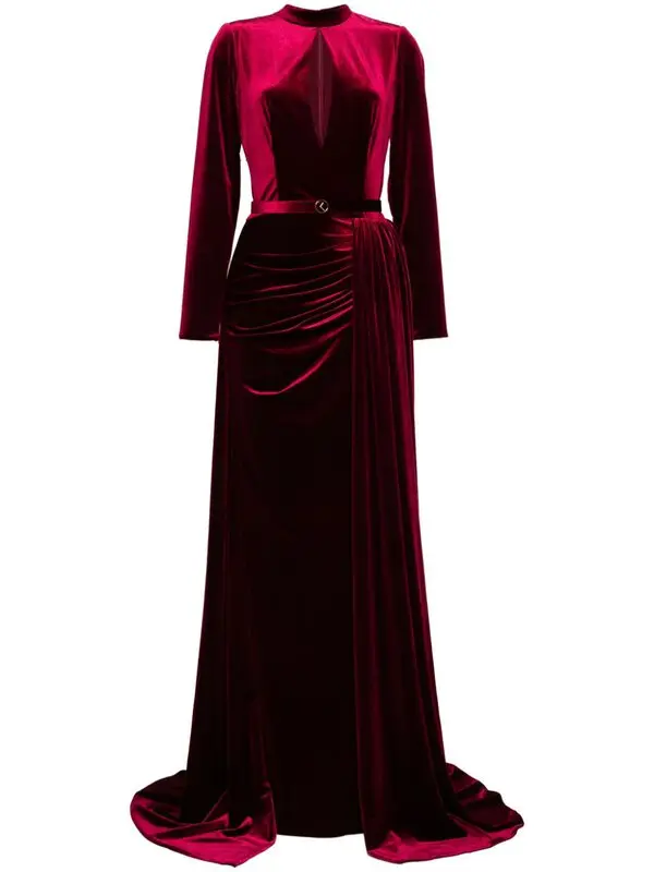 SAIID KOBEISY Velvet Maxi Dress - Red