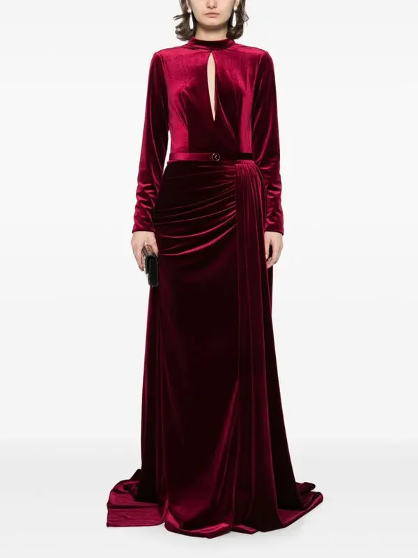 SAIID KOBEISY Velvet Maxi Dress - Red