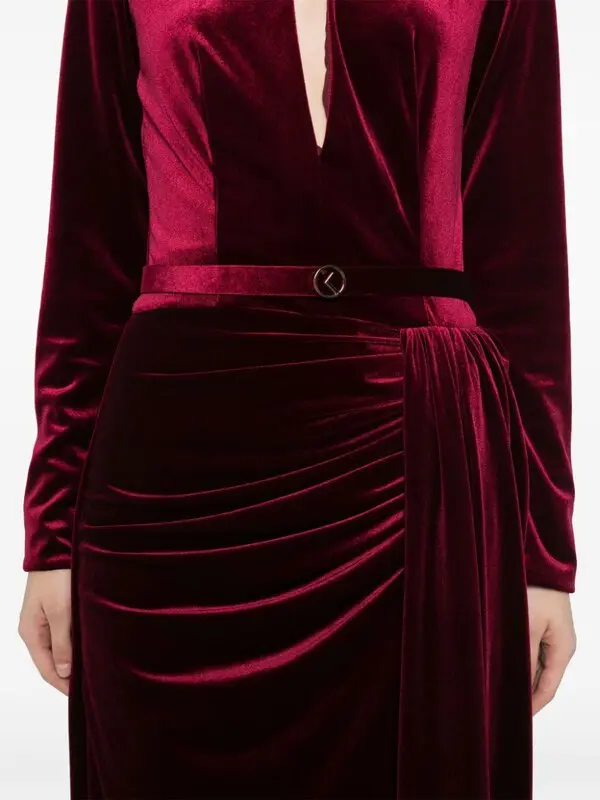 SAIID KOBEISY Velvet Maxi Dress - Red