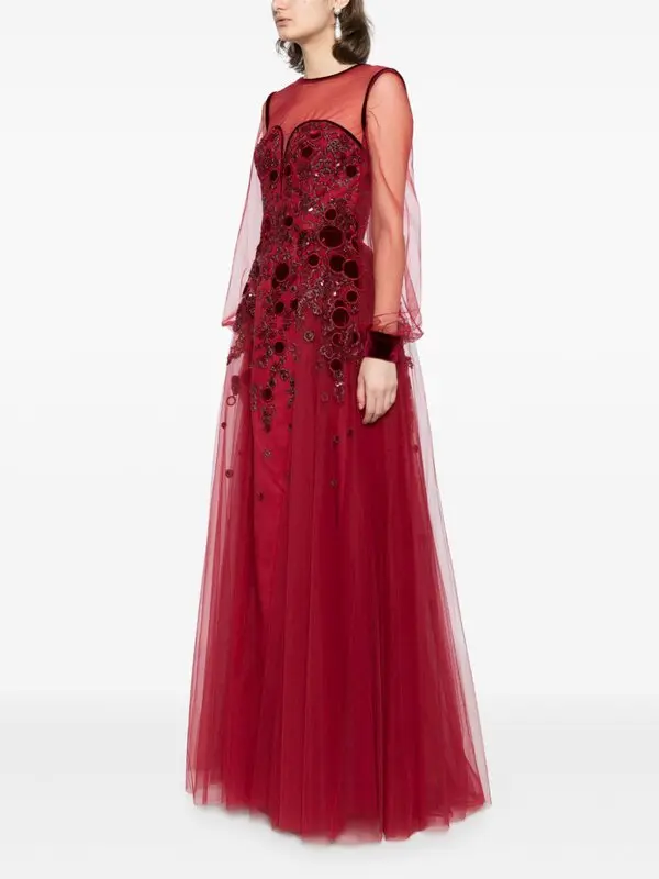 SAIID KOBEISY Embroidered Tulle Dress