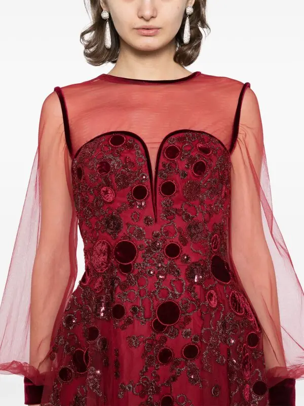 SAIID KOBEISY Embroidered Tulle Dress