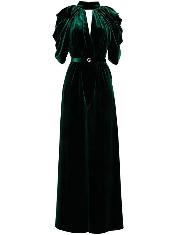 SAIID KOBEISY Velvet Jumpsuit - Green