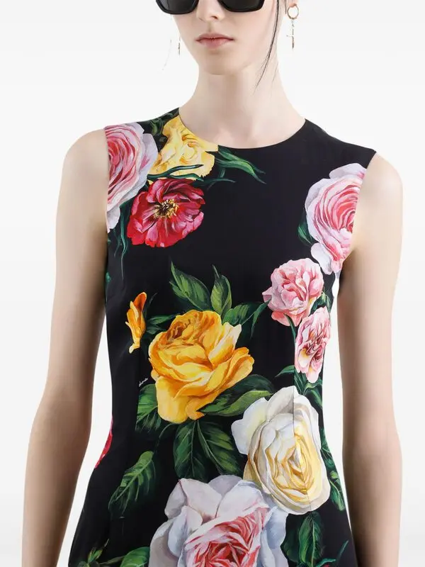 Dolce & Gabbana Floral-print Midi Dress - Black