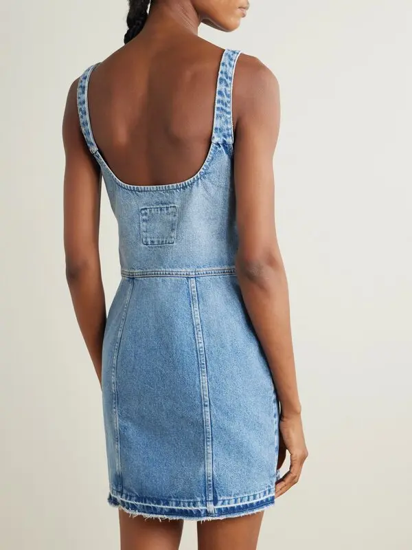 Stella McCartney Frayed Paneled Denim Mini Dress