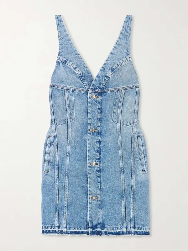 Stella McCartney Frayed Paneled Denim Mini Dress