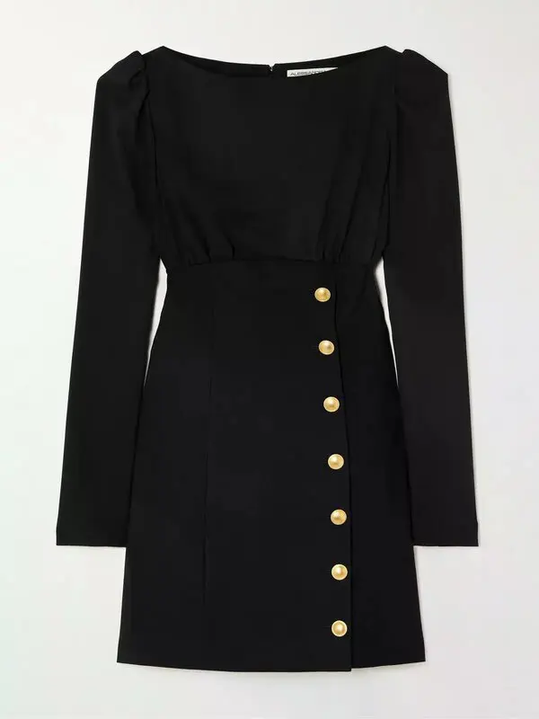 Alessandra Rich Button-embellished Wool-blend Mini Dress