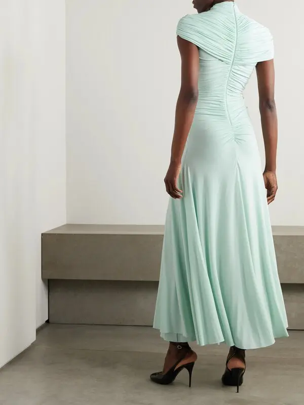 Ruched Jersey Midi Dress - Blue
