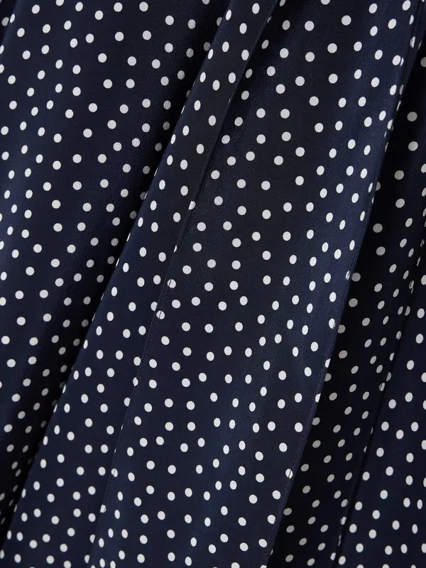 Alessandra Rich Pleated Polka-dot Silk Crepe De Chine Midi Wrap-effect Skirt
