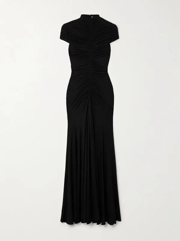 Alaïa Ruched Jersey Maxi Dress