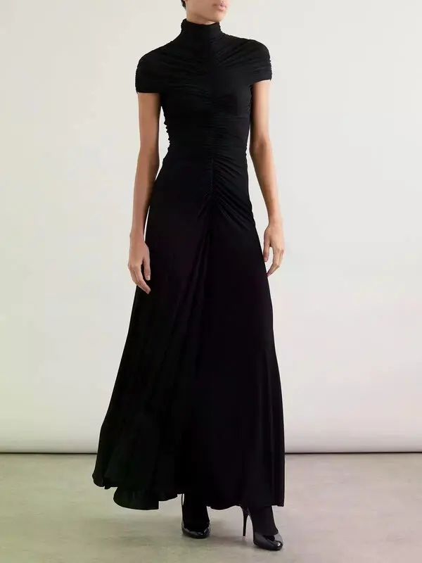 Alaïa Ruched Jersey Maxi Dress - Black