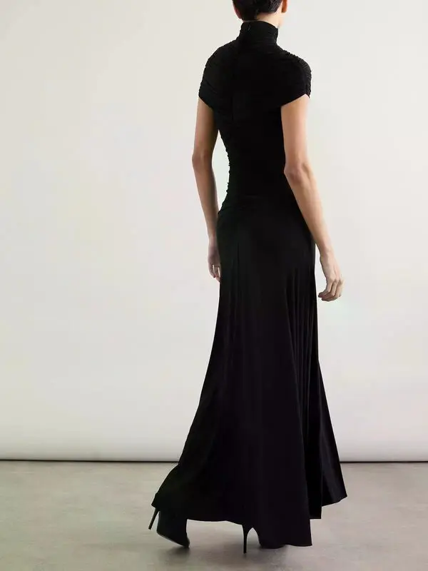 Alaïa Ruched Jersey Maxi Dress - Black