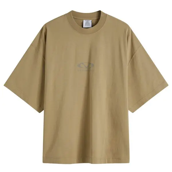 Vetements Oval Logo Cropped Boxy T-Shirt In Taupe - 45% Off