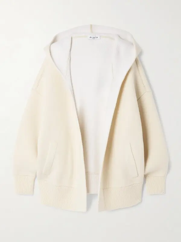 Alaïa Oversized Hooded Wool-blend Cardigan - Neutrals