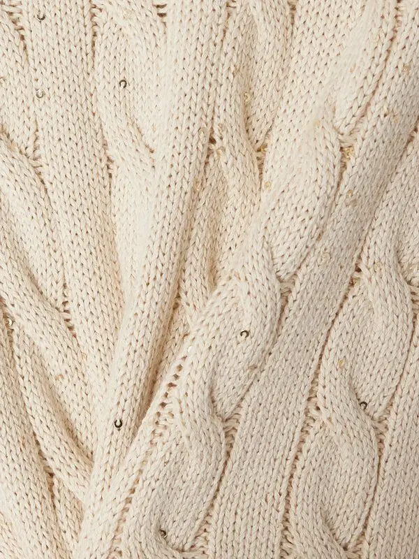 Brunello Cucinelli Sequin-embellished Cable-knit Sweater - Neutrals