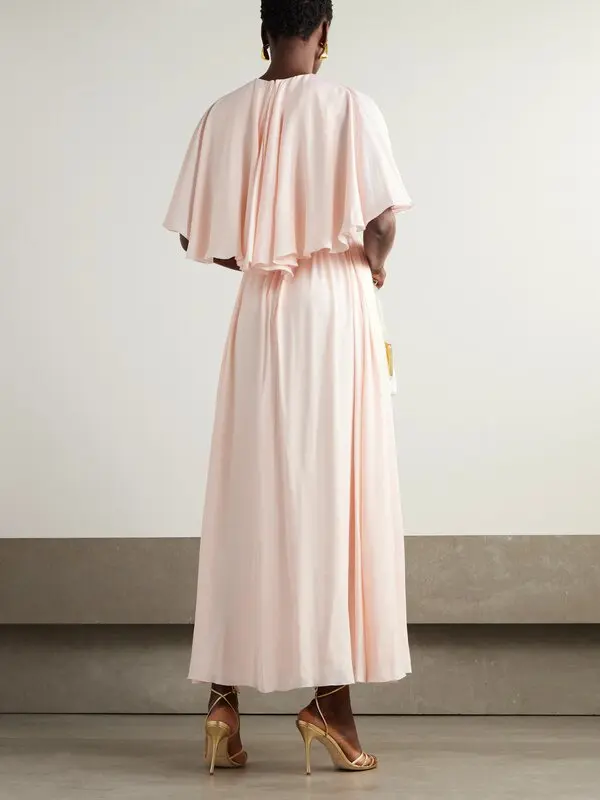 Giambattista Valli Cape-effect Pleated Crepe Midi Dress