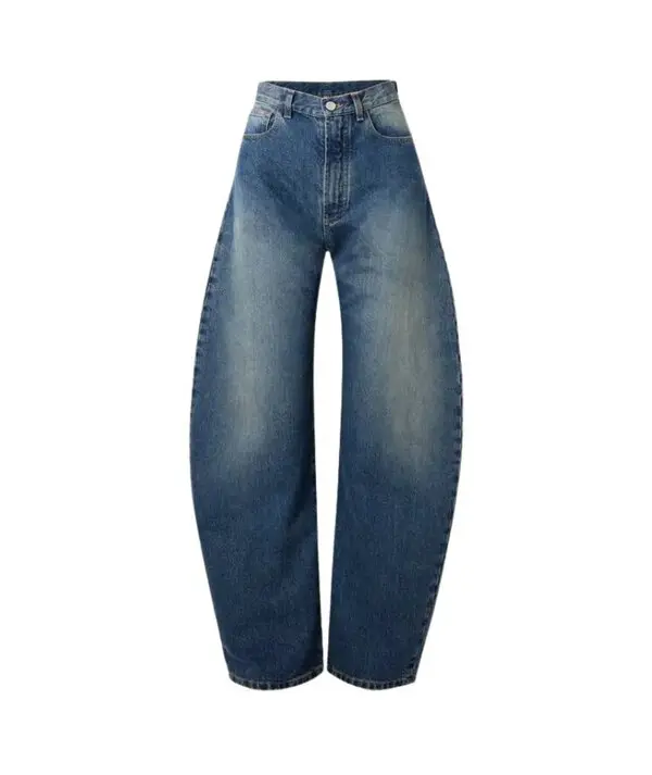 Alaïa High-rise Barrel-leg Jeans - Blue